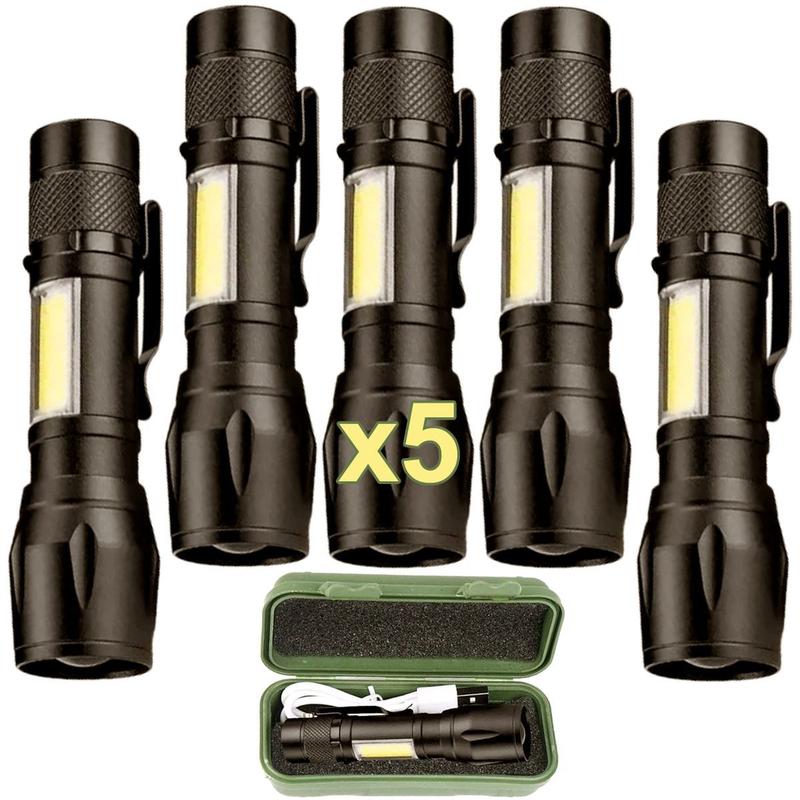 5 Super Lanternas Tática Muito Potente Recarregável USB - NAVY+PRO ...