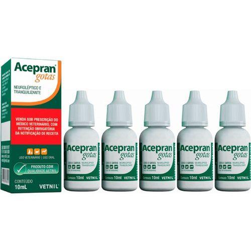 5 UNIDADES Acepran Gotas Tranquilizante Para Cães E Gatos Vetnil 10 mL ...