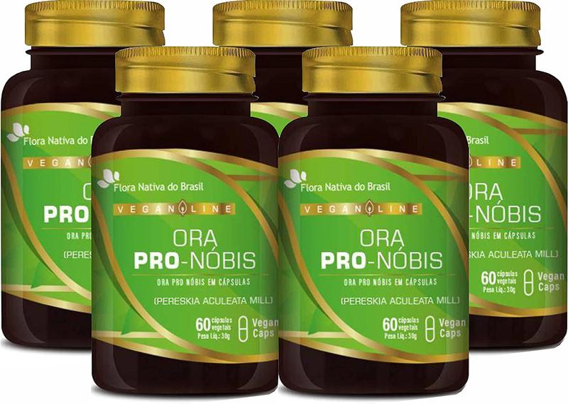 5 Vegan Ora Pro-Nóbis 60caps - Flora Nativa do Brasil - Silício Quelato ...