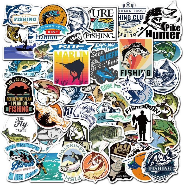 50 Adesivos Pesca Pescaria Decoração Barco Viagem Peixe - Fishing ...