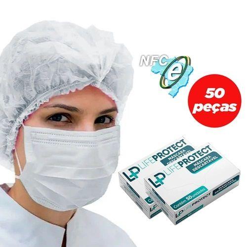 50 Máscaras Descartável Tripla Proteção TERMOSSOLDADA Descar - Pro Mask ...