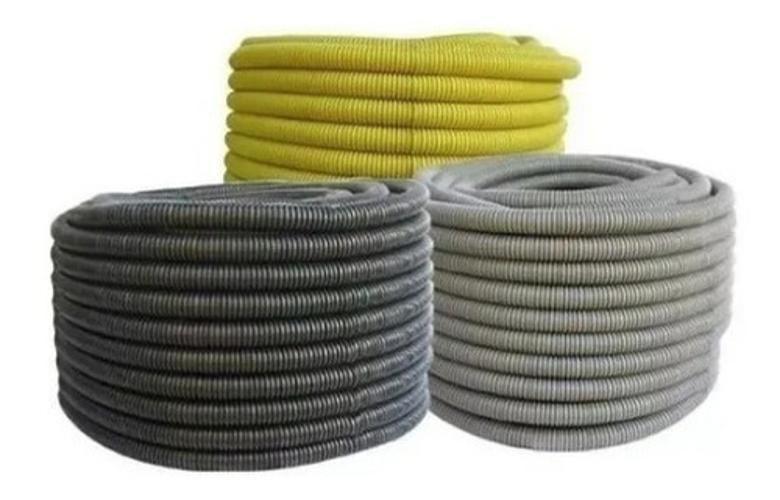 50 Metro De Eletro Duto Conduíte Corrugado Amarelo 3/4 Cinz - Higipack ...