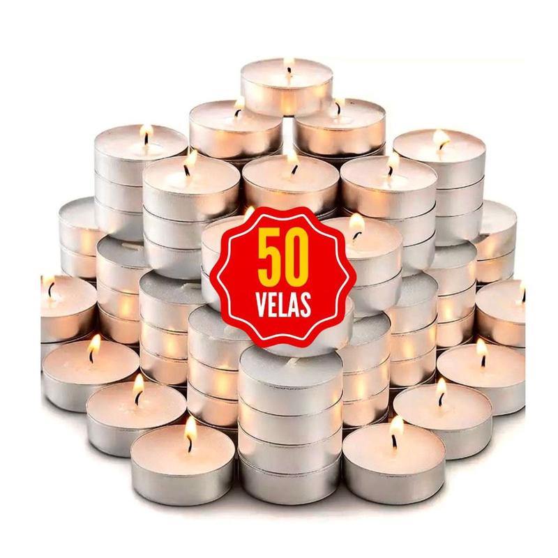 50 Velas Estilo Rechaud Com Suporte Em Alumínio - Branca - Aliança ...