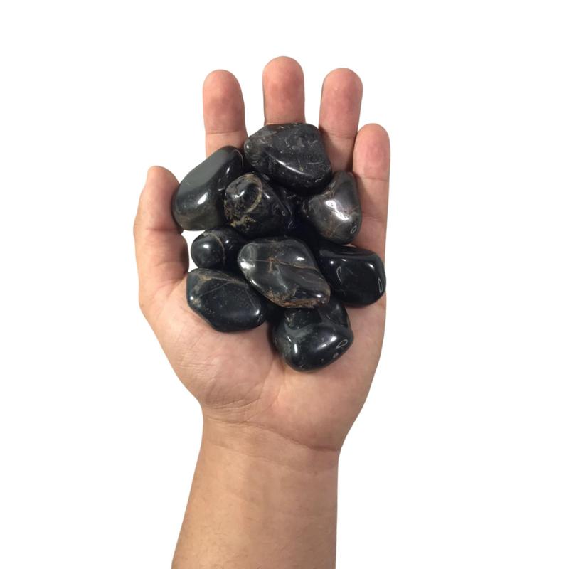 500g Pedra Onix Preta Rolada Semi Preciosa 3-5 Grande Chakra - Loja ...