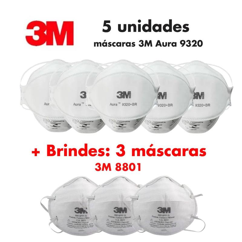 5und Mascara 3m Aura 9320 + 3und de Mascara 3m 8801 - Máscara Facial ...