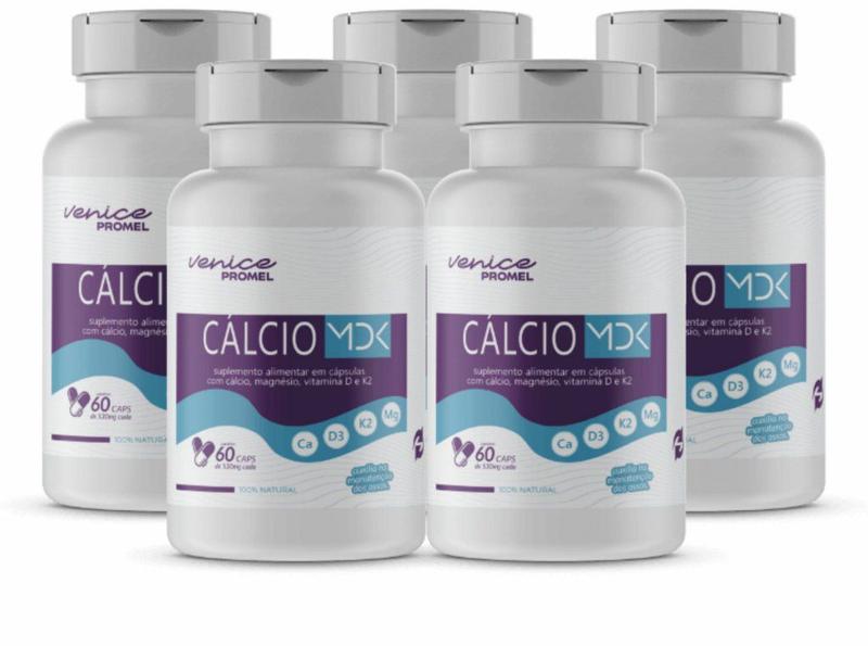 5x Calcio Mdk - Calcio, Magnesio, Vitamina D3 E K2 60 Capsulas de 530mg ...