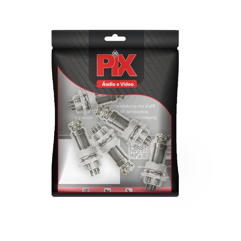 5x Conjunto Plug Conector Mike Kit Macho E Fêmea 3 Pinos - PIX - Plugs ...