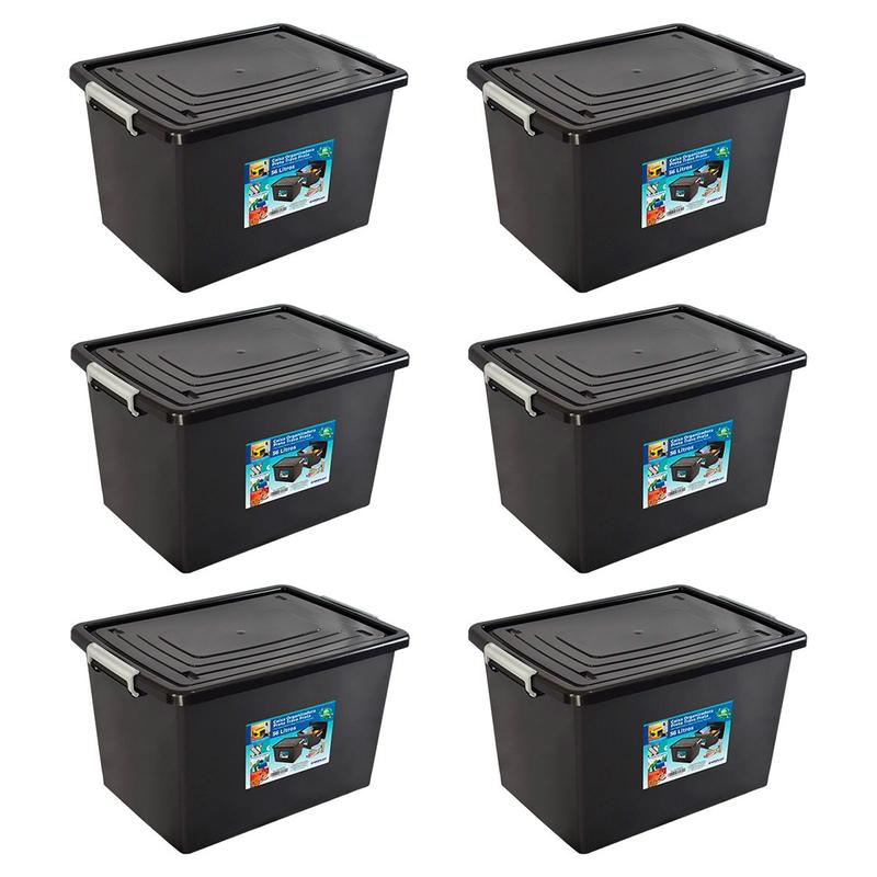 6 Caixas Com Tampa Para Organizar Objetos Tamanho Grande 56l - Arqplast ...