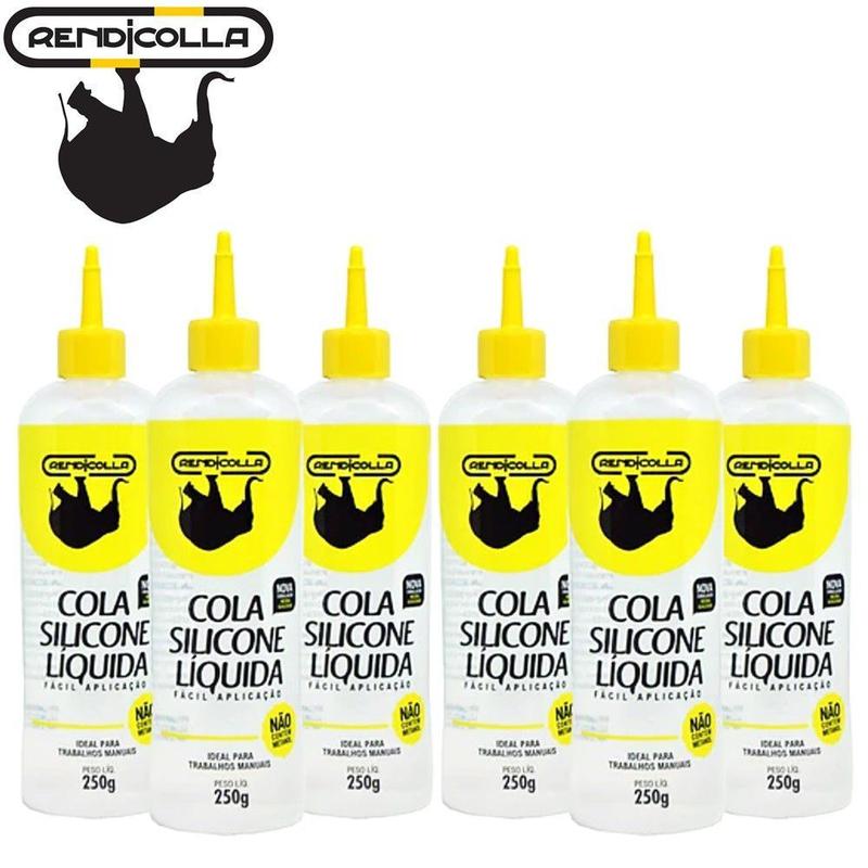 6 Colas Silicone Liquida Para Artesanato Rendicolla 250ml - Cola de ...