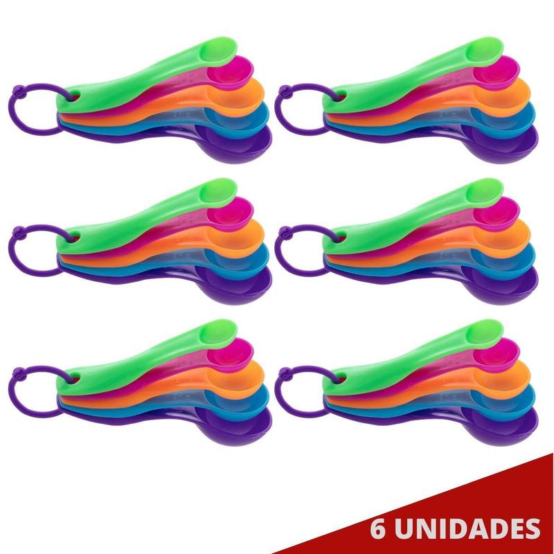 6 Kit Colheres Medidoras 5 Tamanhos Plástico Cores Cozinha - QUALITY ...