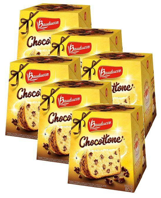 6 Mini Chocottone BAUDUCCO com Gotas de Chocolate Caixa 80g - Chocotone ...
