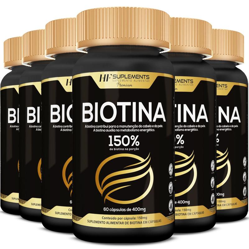 6x biotina 150% premium 400mg 60caps hf suplements - Fitoterápicos ...