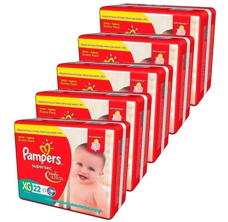 7 Pacotes de Fralda Pampers Barato XG Com 154 Unidades - Fralda ...