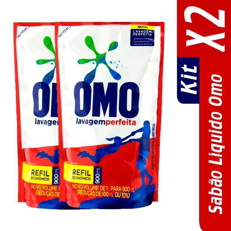 7891150064928 - kit de 2 sabão líquido omo lavagem perfeita refil 900ml ...