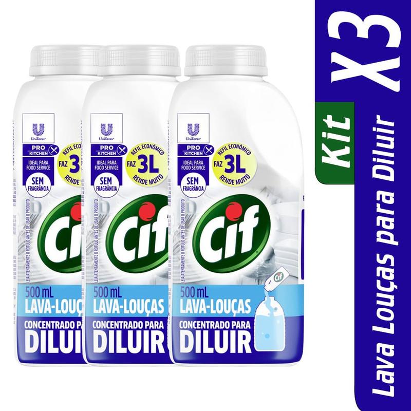 7891150076471 - kit de 3 lava louças cif liquido para diluir 500ml faz ...