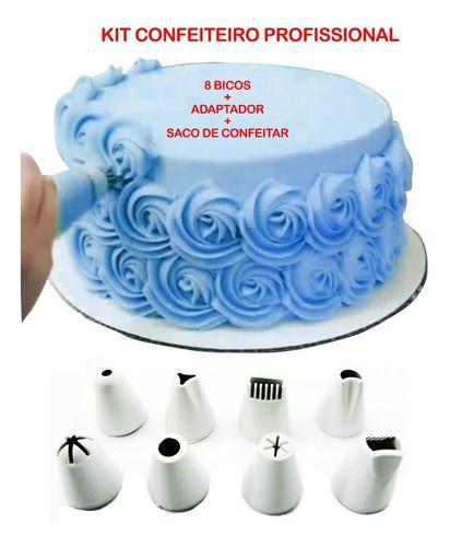 8 Bicos Decorar Bolo Confeitaria Profissional Cup Cake Torta - KB ...