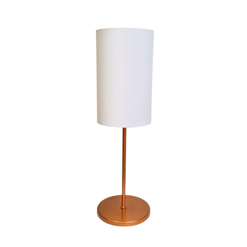 Abajur De Mesa Cobre Cúpula Tecido Luminária Canto Cabeceira - Lumi ...