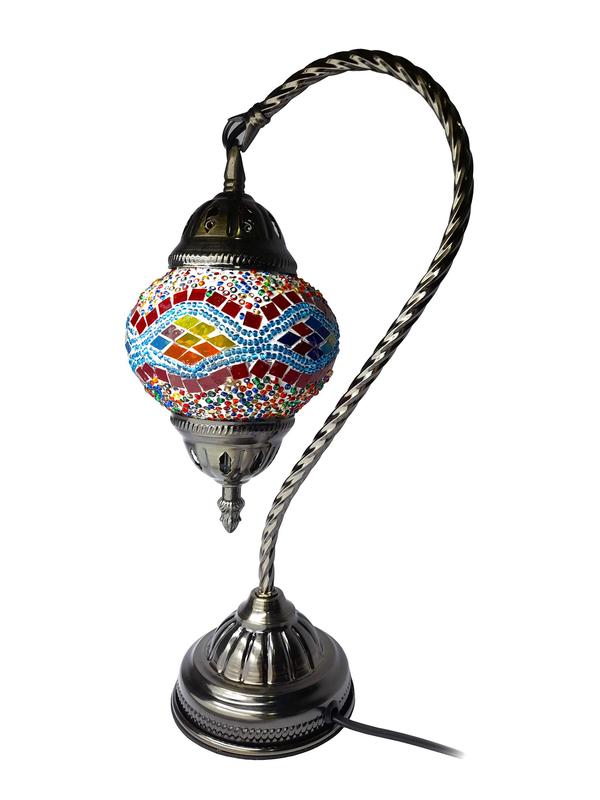 Abajur Turco Mosaico Metal E Vidro Mesclado Star Bivolt 40cm - Flash ...