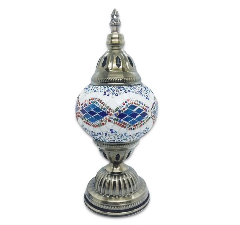 Abajur Turco Mosaico Metal Vidro Onda Colorida Bivolt 28 cm - Flash ...