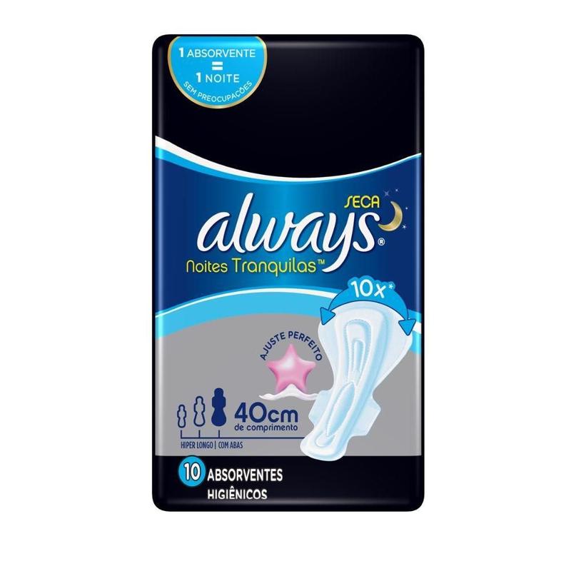 Absorvente Always Noites Tranquilas Seca 10 unidades - Procter & Gamble ...