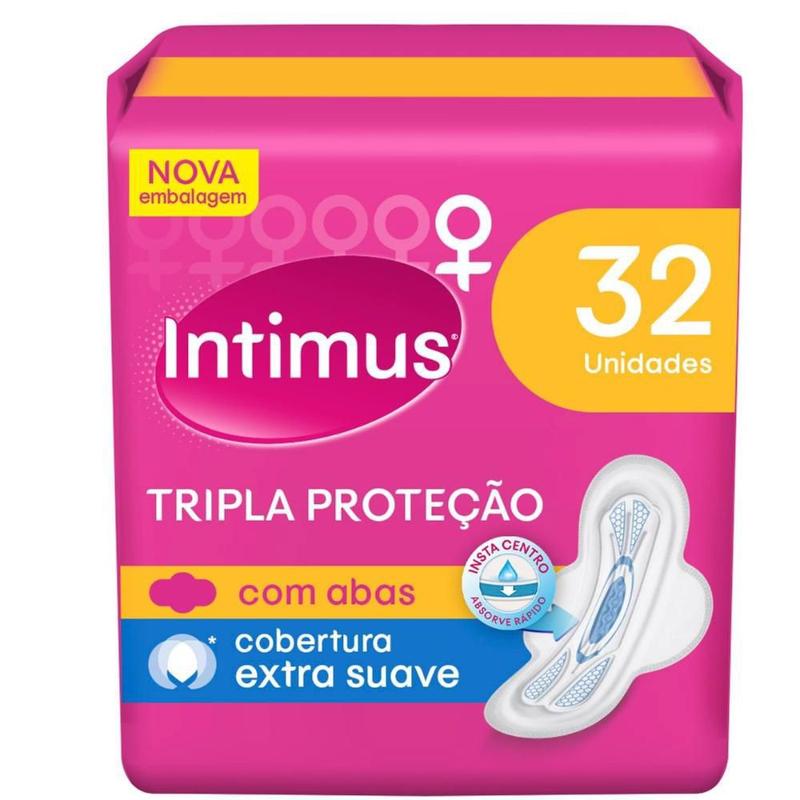 Absorvente Externo INTIMUS Tripla Proteção Suave c/Abas - 32 unidades ...