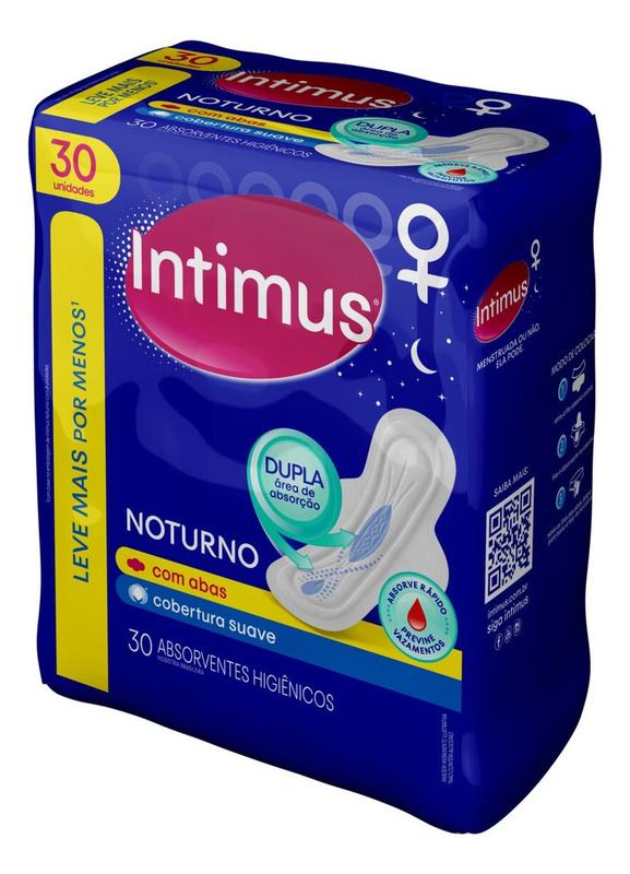 Absorventes Feminino Intimus Noturno Suave Com Abas 30unds - Absorvente ...