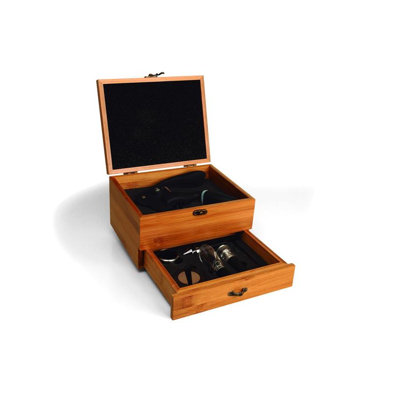 Acessórios Para Vinho Com Estojo Em Bambu - 8 Peças - Welf - Bar e ...