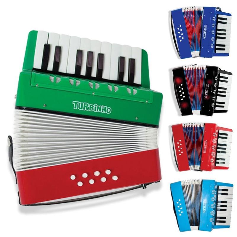 Acordeon sanfona infantil turbinho 8 baixos - varias cores ...