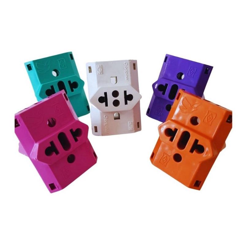 Adaptador De Tomada Benjamim T Colorido Com 3 Entradas Multiplicador de ...