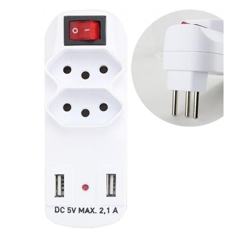 Adaptador de tomada com 2 usb universal carregador de parede turbo com ...
