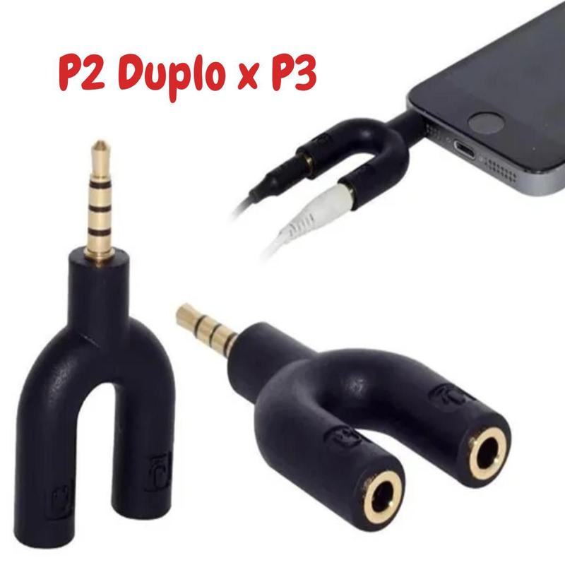 Adaptador em Y P2 para P3 Fone de Ouvido e Microfone - Online - Cabos e ...