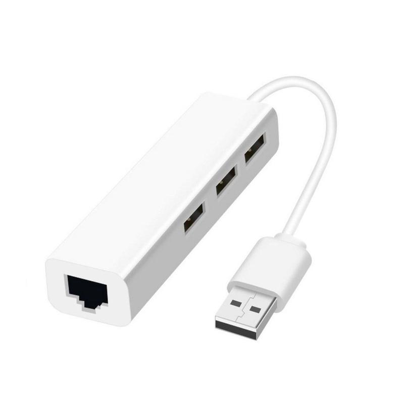Adaptador hub Usb Rede Rj45 Cabo placa De Rede Internet + 3 Portas Usb ...