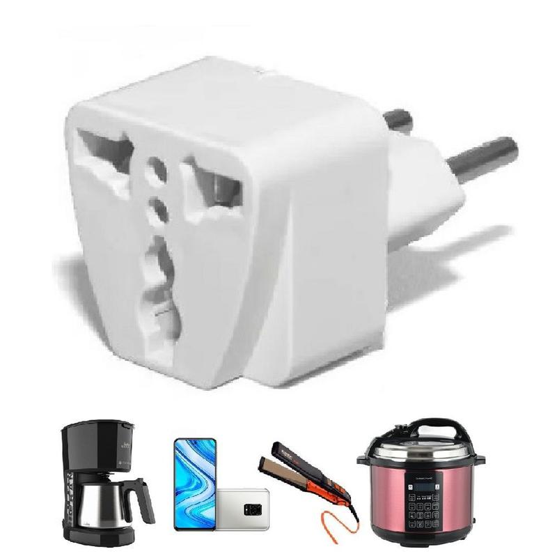 Adaptador Tomada Universal Padrão Europeu Uk Para Brasil 10A Benjamim ...