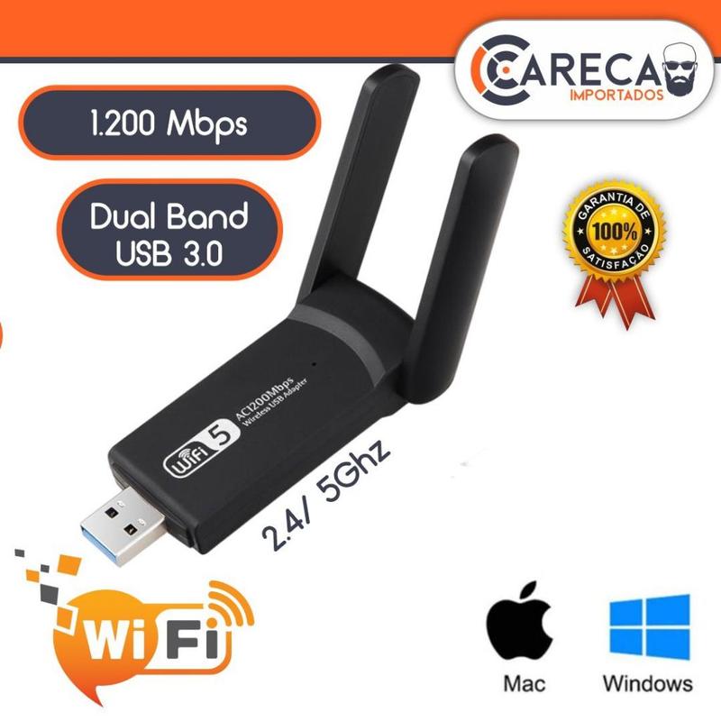 Adaptador Wifi Para Pc 5ghz 1300Mbps 2.4GHz / 5GHz Wireless 5G USB 3.0 - Speedwith - Adaptador ...