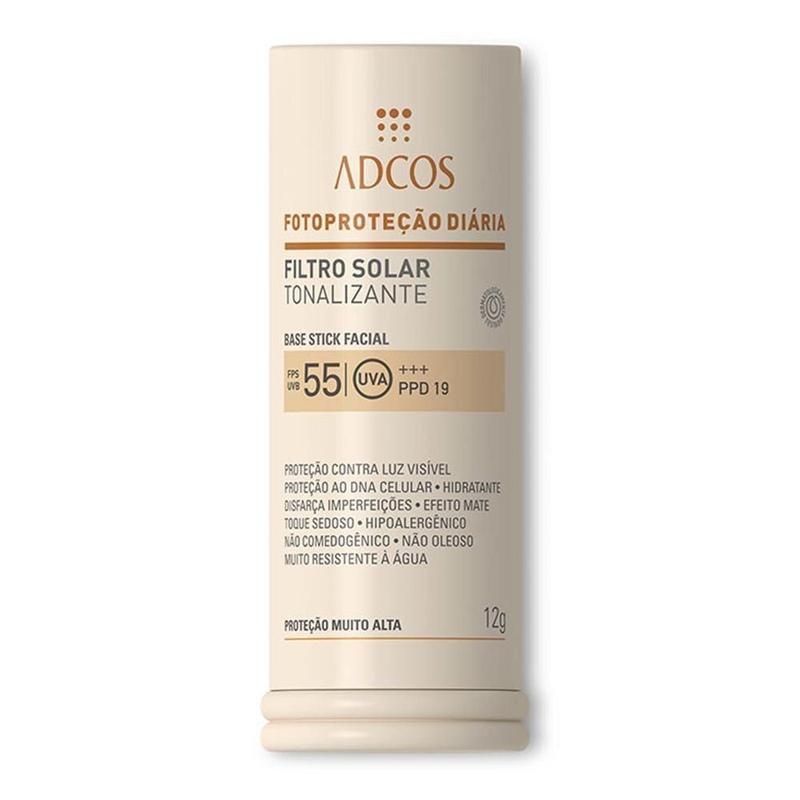 Adcos Protetor Solar Facial Stick FPS55 - Peach - 17g - Protetor Solar ...