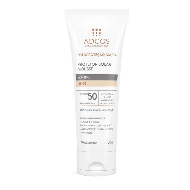 Adcos Protetor Solar Mousse Mineral FPS50 - Beige - 50g - Protetor ...
