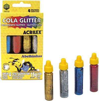 Adesivo Cola com Glitter Colors 15g Kit com 4 Pecas na Caixa - Acrilex ...