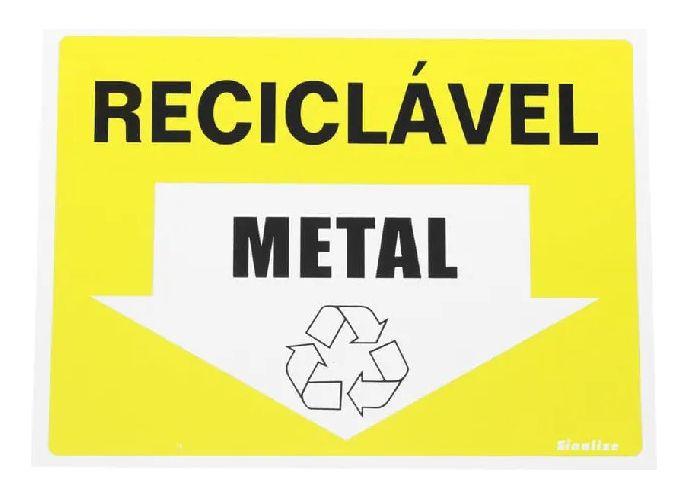 Adesivo De Sinalização Lixo Metal Reciclável 18x15 - Sinalize - Placa ...