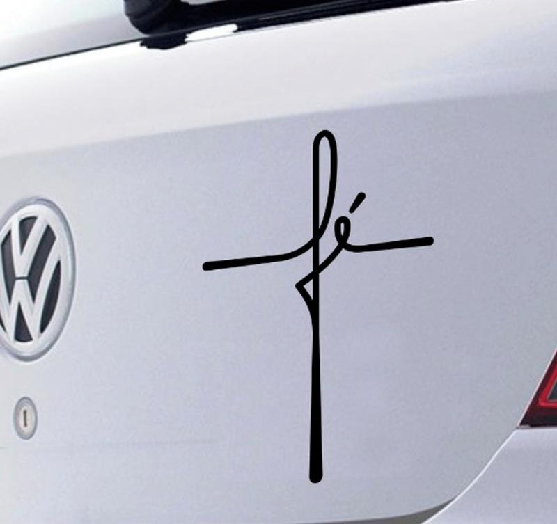 Adesivo Fé Cruz Escrito Estilizado Cristão Religioso - Adesivo ...