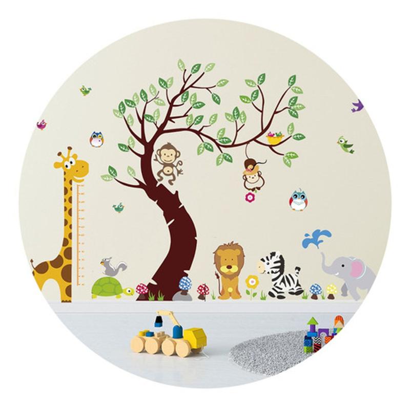 Adesivo Infantil Arvore Safari Girafa Regua Crescimento 018b - Gruda e ...
