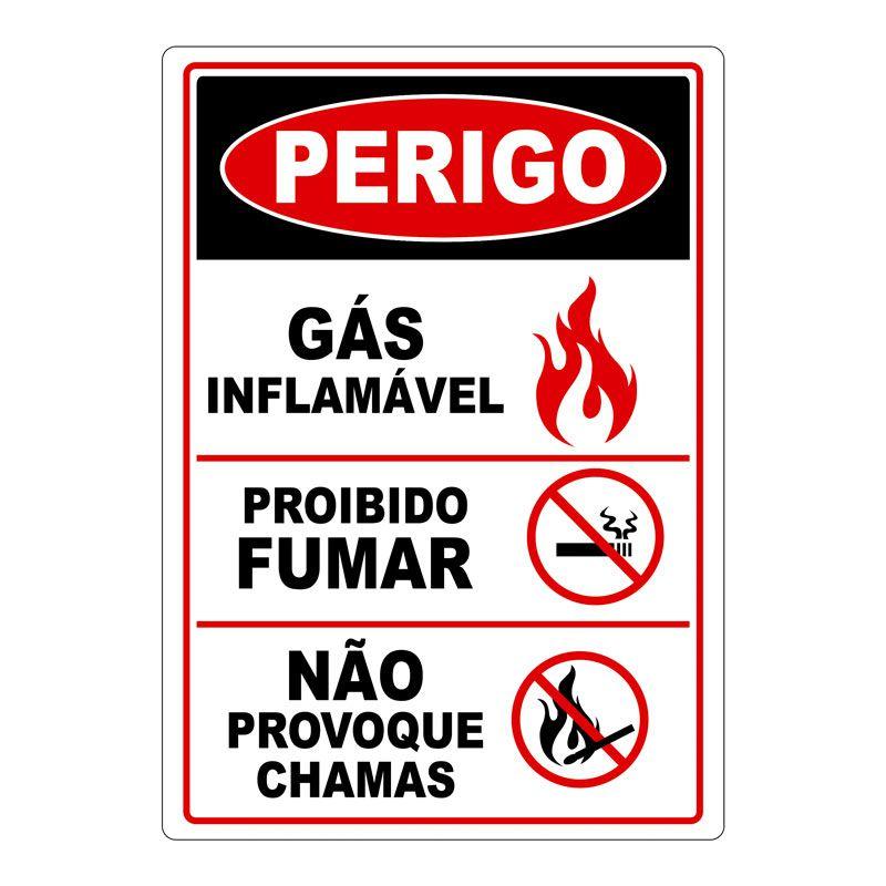 Adesivo Placa Perigo Gás Inflamável Proibido Fumar Não Provoque Chamas ...