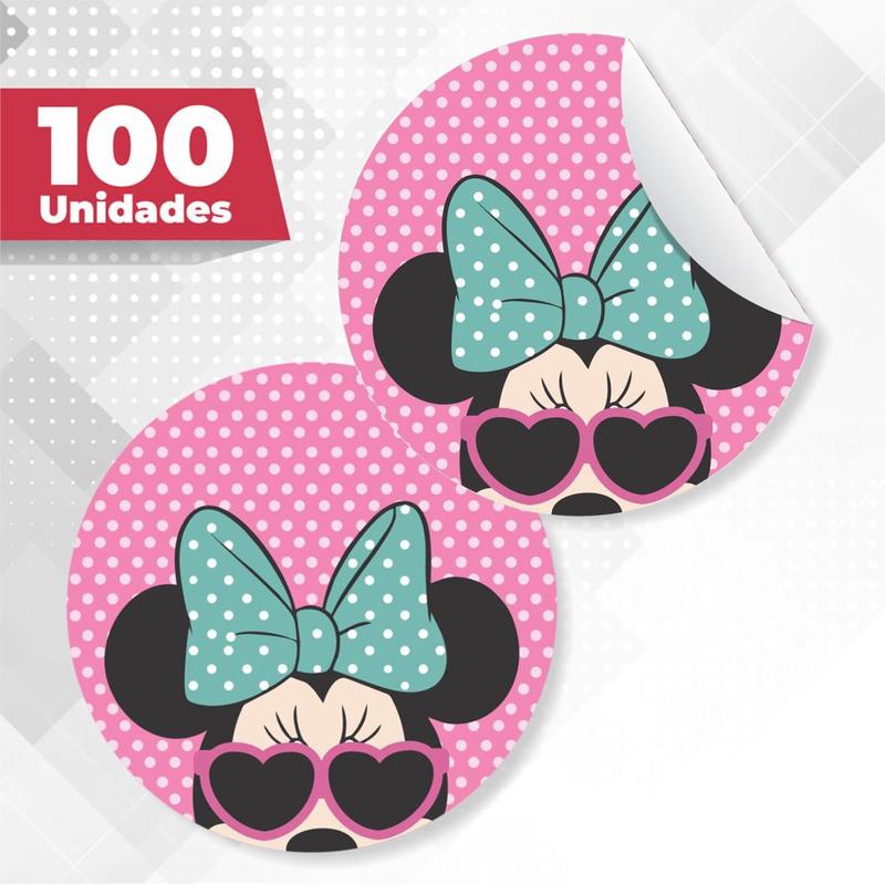 Adesivos Minnie Rosa 5cm - 100 unidades - MN COLORS - Adesivos ...