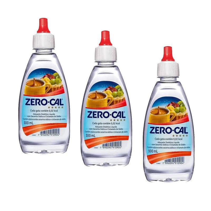Adoçante Zero Cal Sacarina Liquido 100Ml Kit 3 - Adoçante - Magazine Luiza