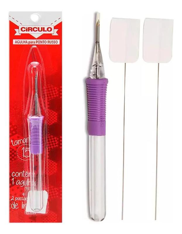 Agulha Magica Bordado Artesanal Ponto Russo Alto Relevo - Kit de ...
