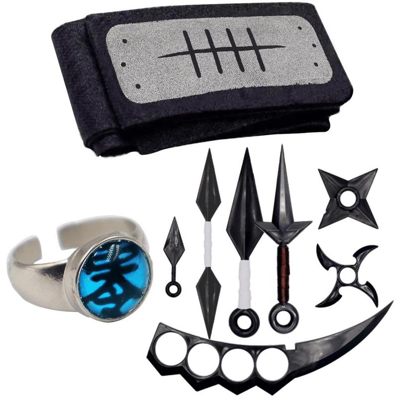 Akatsuki Itachi Anel + Kit Kunai Ninja e Bandana Renegado - Naruto ...