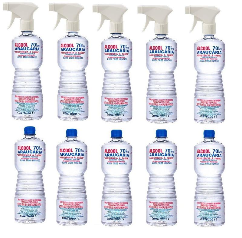 alcool 70 liquido litro 5 spray valvula e 5 refil assepsia e higiene ...