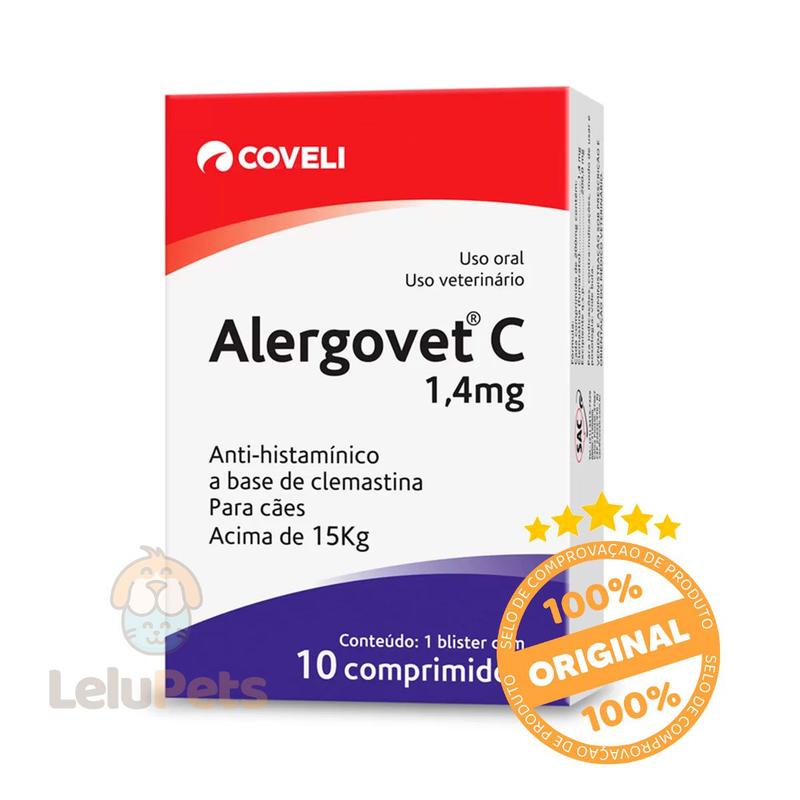 Alergovet C 1,4mg 10 Comp Para Cachorro Acima De 15kg Coveli - Farmácia ...