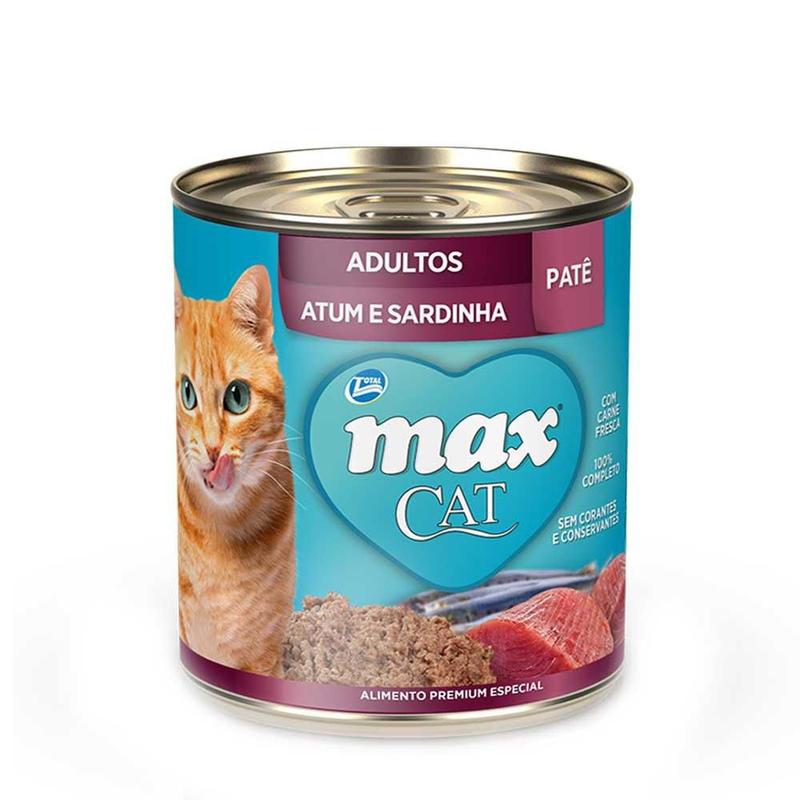 Alimento Umido Max Cat Adultos Pate Atum e Sardinha 280g - Ração Seca ...