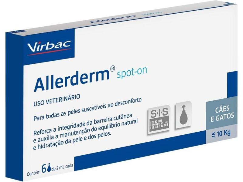 Allerderm Spot On 2ml Até 10kg - 6 Pipetas - Virbac - Dermatológico ...