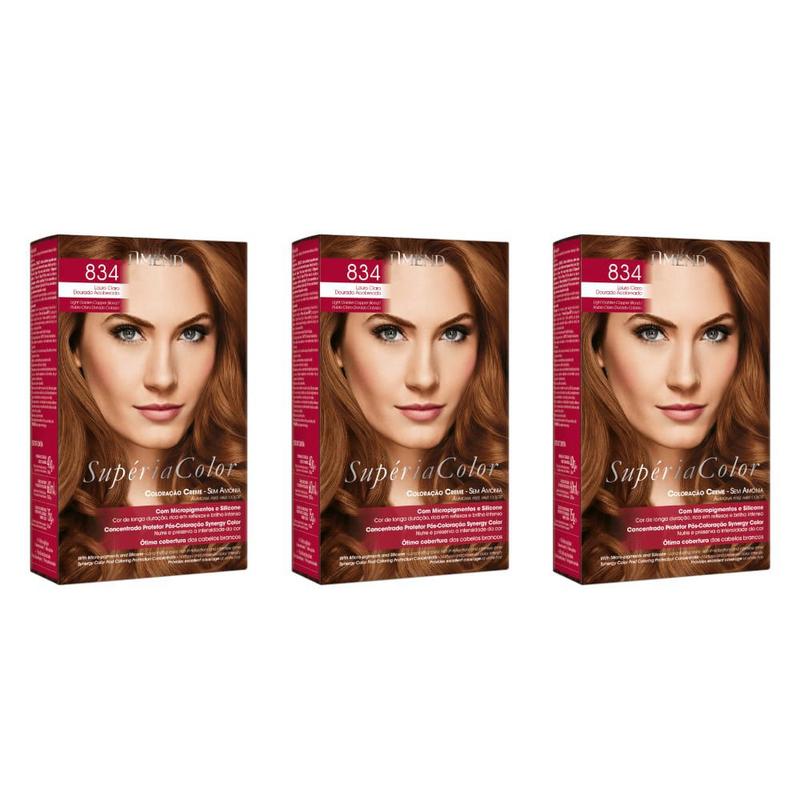 Amend SupÉRia Color 834 Louro Claro Dourado Acobreado (Kit C/03 ...